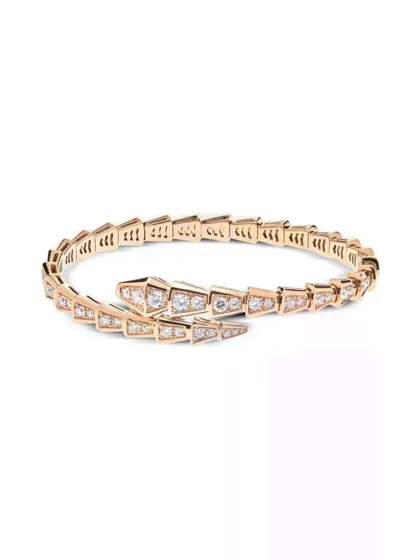 BVLGARI 18k Rose Gold Serpenti Viper Diamond Bracelet - Pink