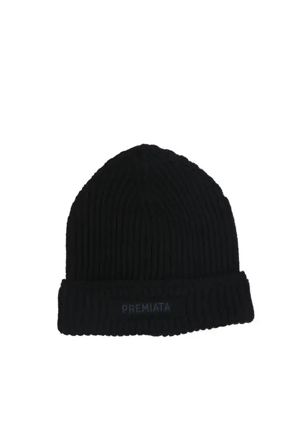 Premiata Ribbed Virgin Wool Beanie - Black