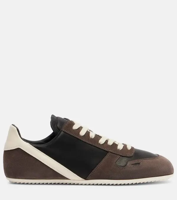 Rick Owens Minimal Leather And Suede Sneakers