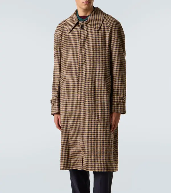 Rubinacci Houndstooth Virgin Wool Coat