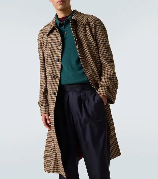 Rubinacci Houndstooth Virgin Wool Coat
