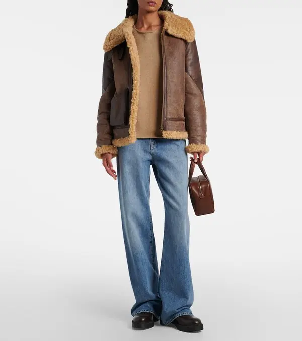 Ralph Lauren Leather Shearling-trimmed Jacket - Brown