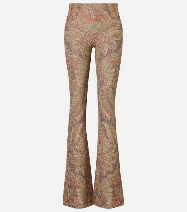 Etro Printed Flared Jersey Pants - Multicoloured