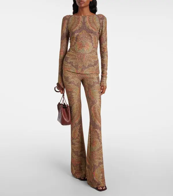 Etro Printed Flared Jersey Pants - Multicoloured