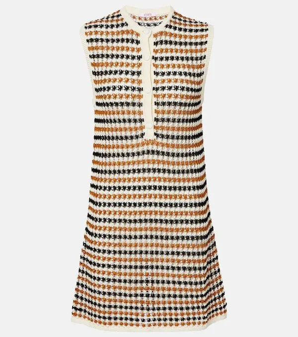 ERES Inedit Open-knit Cotton-blend Polo Dress - Multicoloured