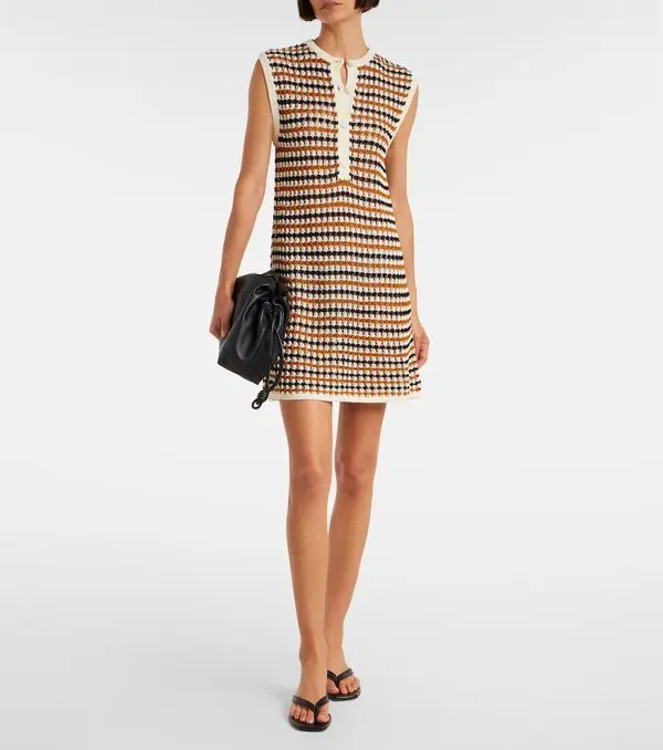 ERES Inedit Open-knit Cotton-blend Polo Dress - Multicoloured