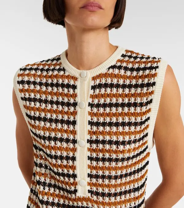 ERES Inedit Open-knit Cotton-blend Polo Dress - Multicoloured