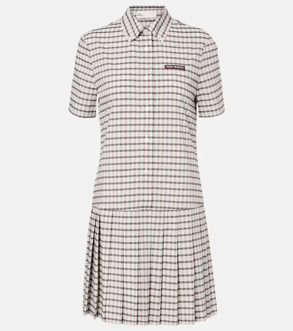 Tory Burch Plaid Pleated Mini Dress