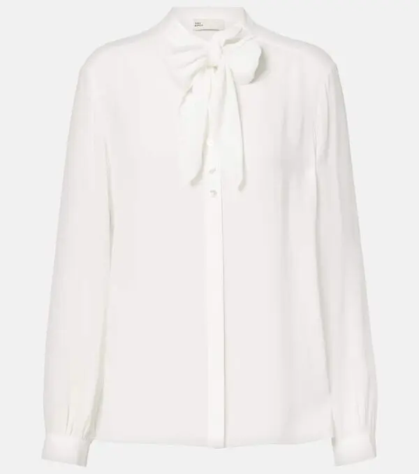 Tory Burch Tie-neck Georgette Blouse - White
