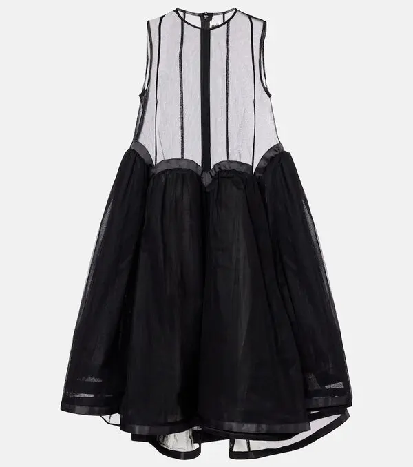Noir Kei Ninomiya Tulle Midi Dress - Black