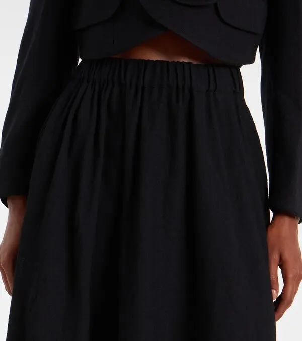 Noir Kei Ninomiya Wool-blend Midi Skirt With Ruffle Hem