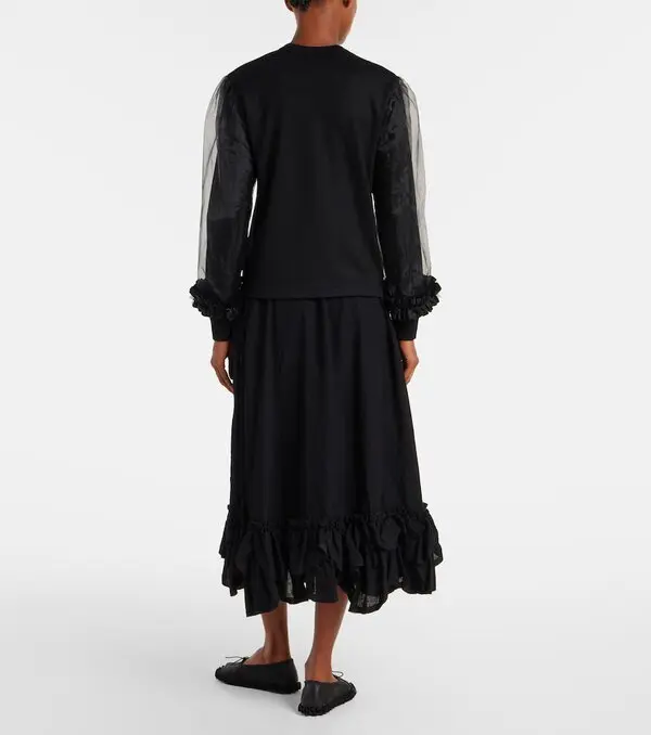 Noir Kei Ninomiya Wool Sweater With Tulle Trim - Black