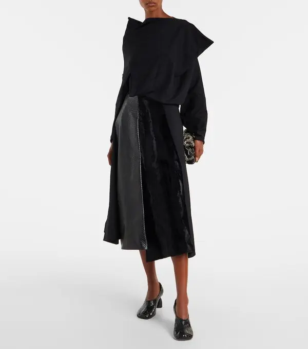 Junya Watanabe High-rise Wool-blend Maxi Skirt