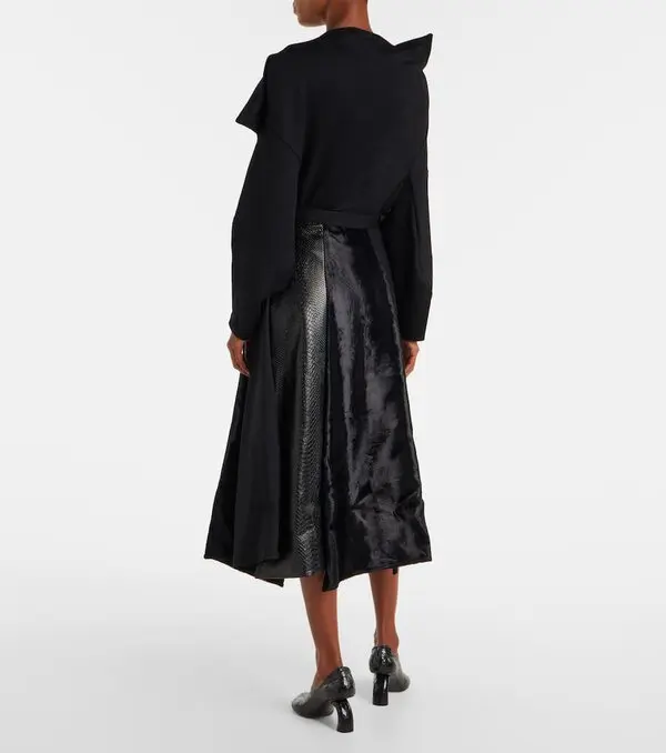 Junya Watanabe High-rise Wool-blend Maxi Skirt
