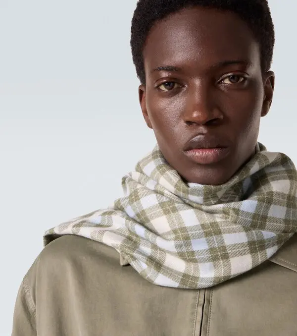 Loewe Anagram Checked Silk And Cashmere Scarf