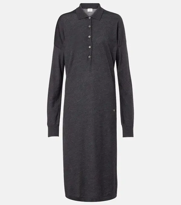 TOD'S Wool And Silk Polo Dress In Black/grizzly - Grey