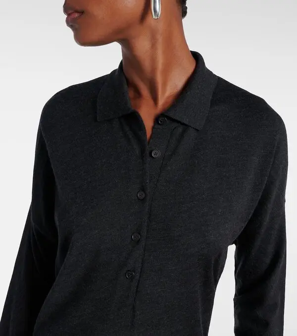 TOD'S Wool And Silk Polo Dress In Black/grizzly - Grey