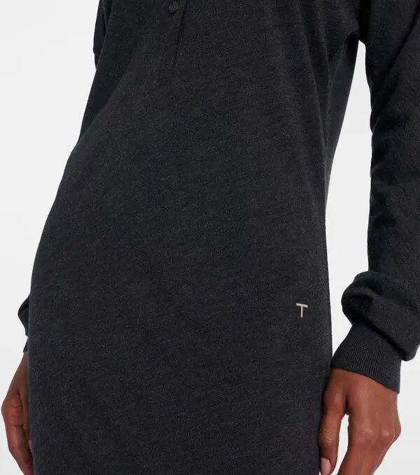 TOD'S Wool And Silk Polo Dress In Black/grizzly - Grey