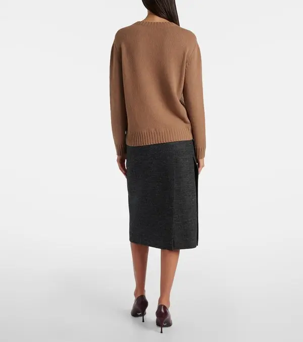Prada Logo Wool And Cashmere Sweater - Brown