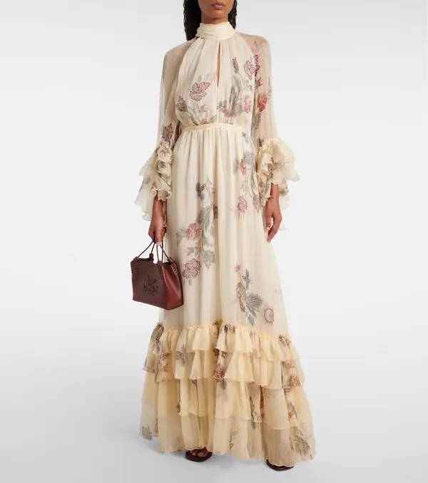 Etro Floral Silk Crepon Gown
