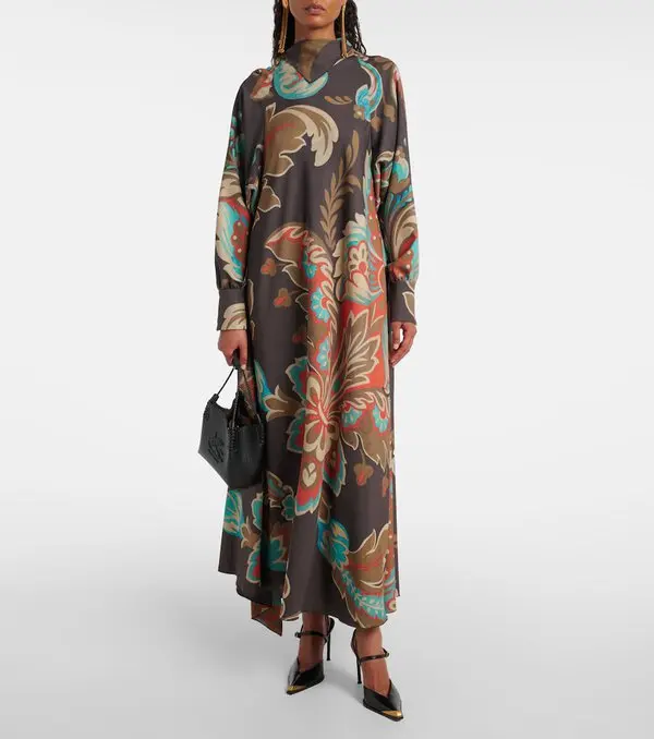 Etro Printed Asymmetric Maxi Dress