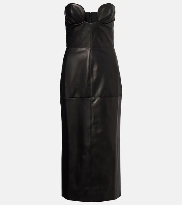 NENSI DOJAKA Leather Corset Dress - Black