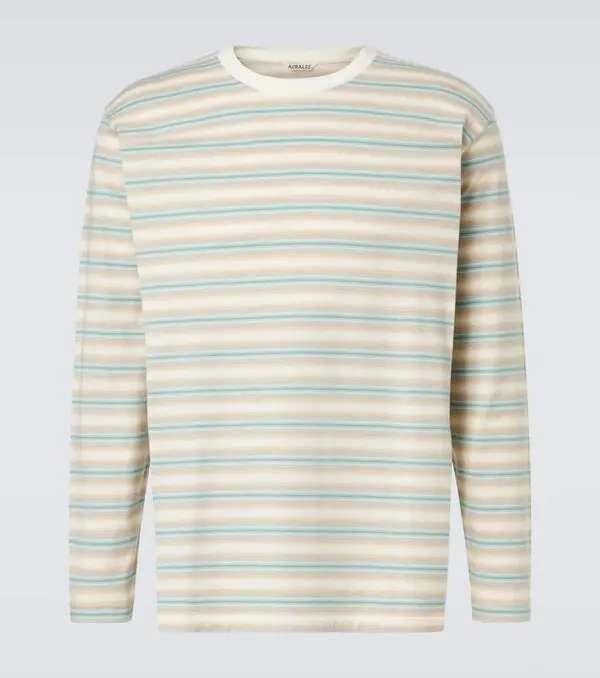 Auralee Striped Cotton Jersey T-shirt