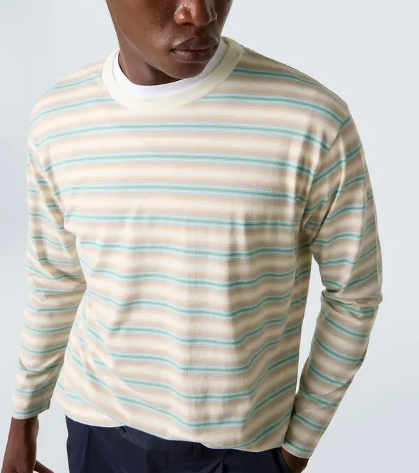 Auralee Striped Cotton Jersey T-shirt