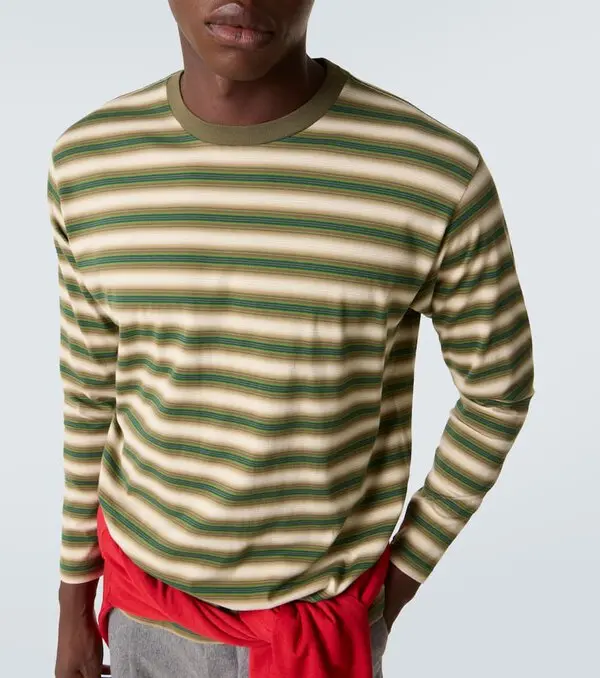 Auralee Striped Cotton Jersey T-shirt