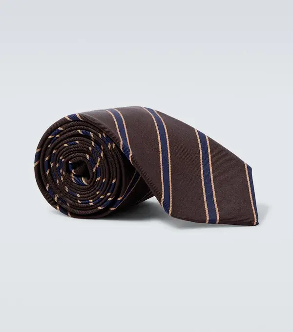 Auralee Striped Silk Neck Tie - Brown