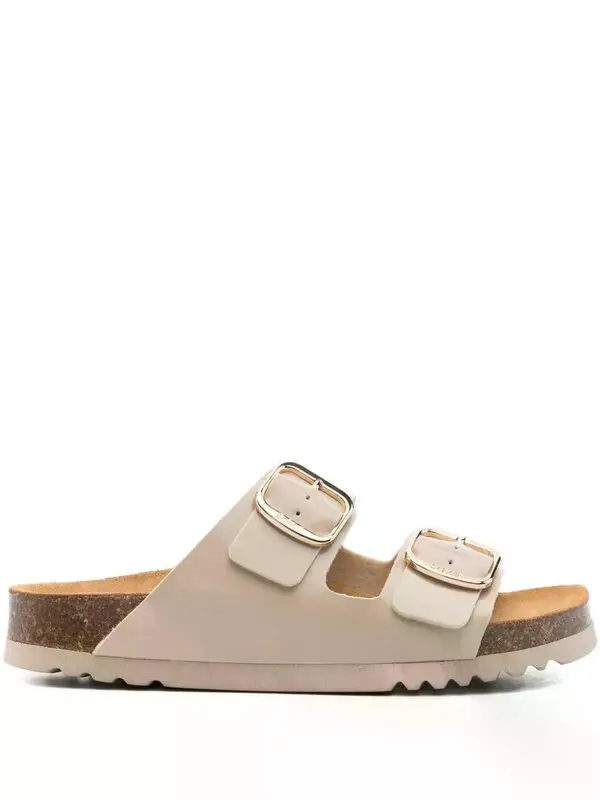 DR. SCHOLL'S SHOES Double-buckle Leather Sandals - Neutrals