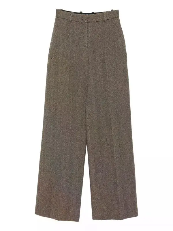 Ermanno Scervino Herringbone Wide-Leg Trousers - Brown - 50% Off