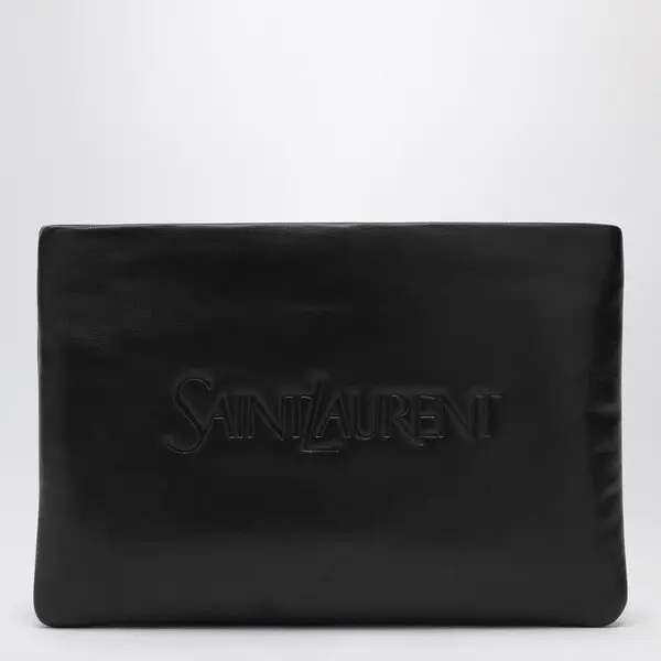 Saint Laurent Padded Clutch Bag With Logo - Black