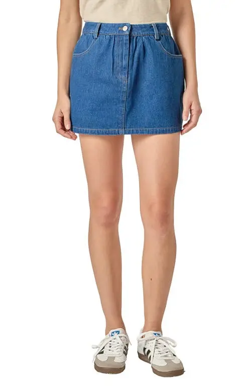 English Factory Shirred Denim Skort - Dark Denim
