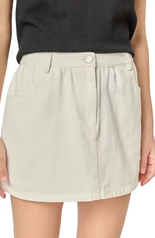 English Factory Shirred Denim Skort - White