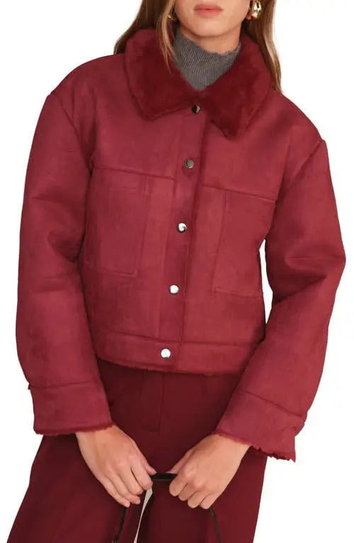 Deluc Faux Suede & Faux Shearling Jacket - Burgundy