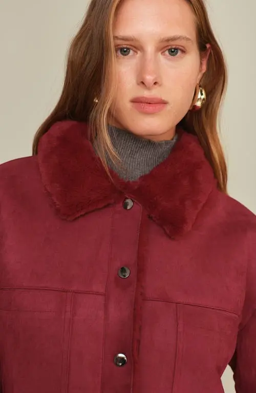 Deluc Faux Suede & Faux Shearling Jacket - Burgundy