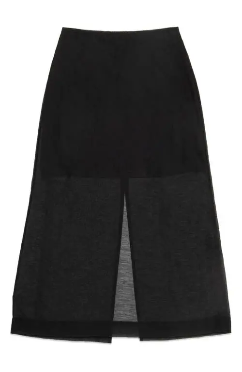Deluc Sheer Midi A-line Skirt - Black