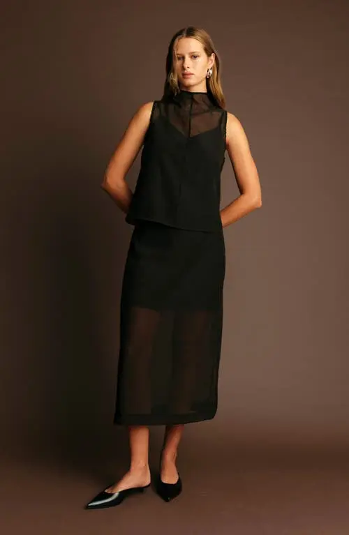 Deluc Sheer Midi A-line Skirt