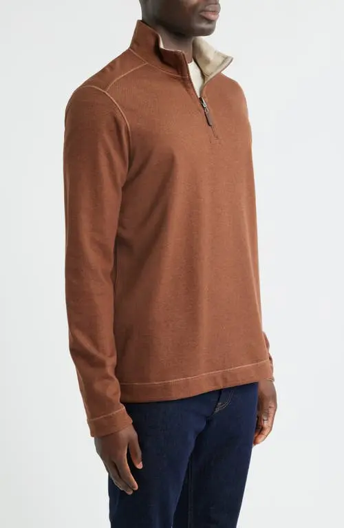 Johnston & Murphy Icon Reversible Quarter Zip - Rust/oatmeal