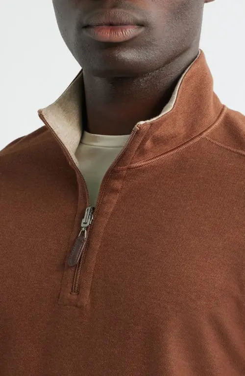 Johnston & Murphy Icon Reversible Quarter Zip - Rust/oatmeal