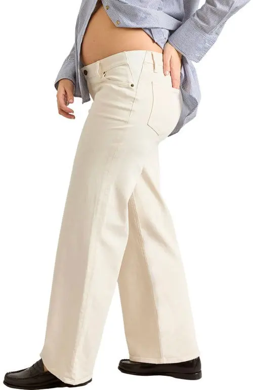 Hatch Relaxed Wide Leg Maternity Jeans - Vanilla