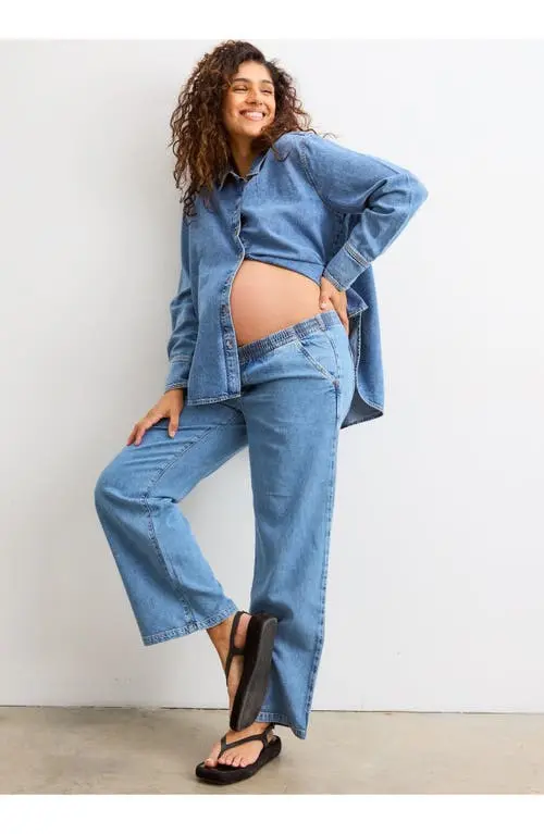 Hatch Collection Drapey Denim Boyfriend Shirt