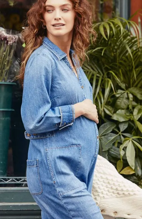 Hatch Collection The Everyday Nursing Denim Jumpsuit - Indigo