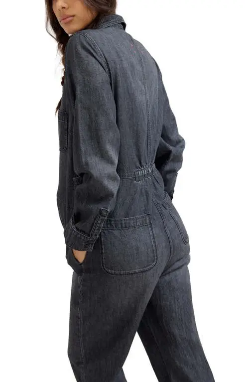 Hatch Collection The Everyday Nursing Denim Jumpsuit - Washed-black