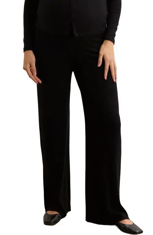 Hatch Collection Softest Rib Over Under Relaxed Pant - Black