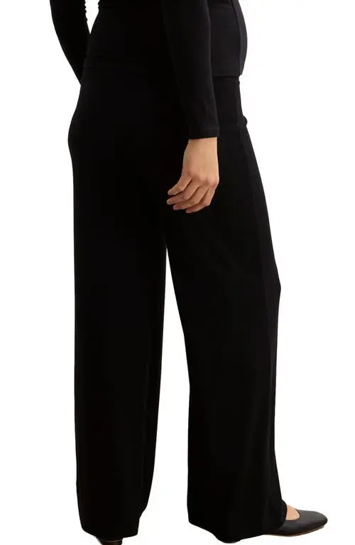 Hatch Collection Softest Rib Over Under Relaxed Pant - Black