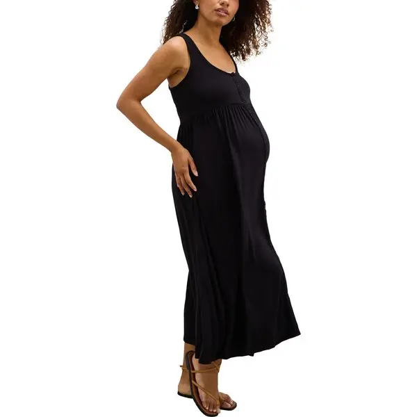 Hatch Collection Ribbed Tank Nursing Dress - Black