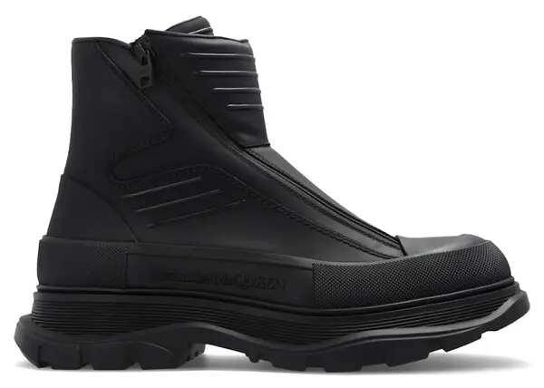 Alexander McQueen Tread Slick Leather Zip-up Ankle Boot