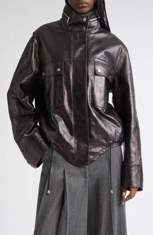 Michael Kors Lambskin Leather Bomber Jacket